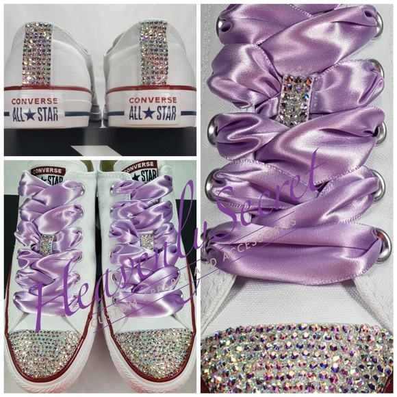 Converse | Shoes | Custom Blinged Low Top White Converse All Stars ...